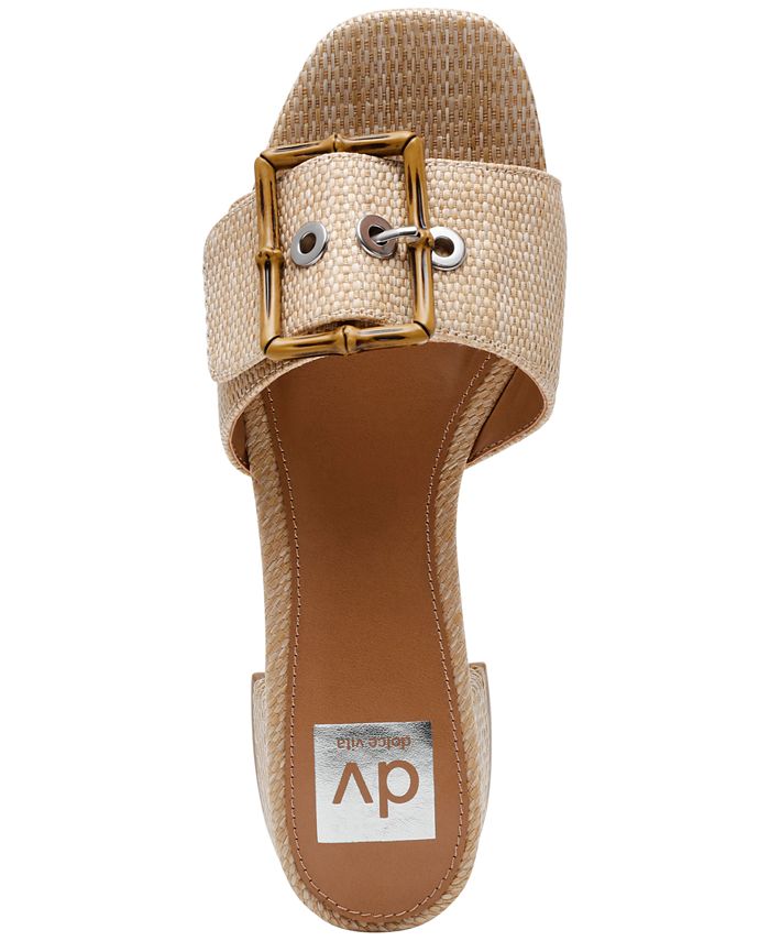 DV Dolce Vita Women's Niece Raffia Block-Heel Buckle Slide Sandals - Macy's
