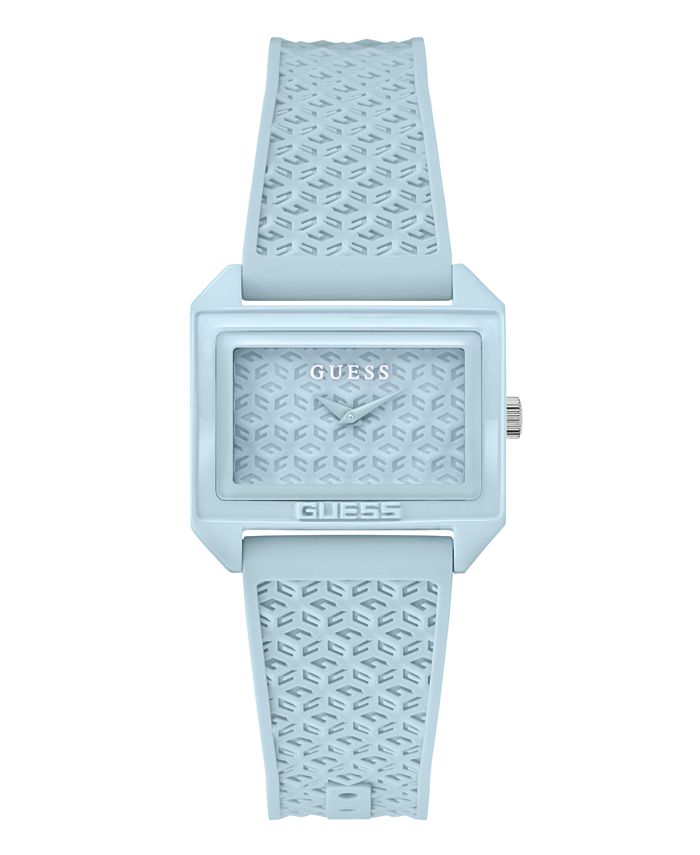 GUESS Women's Analog Blue Silicone Watch 32mm - Macy's