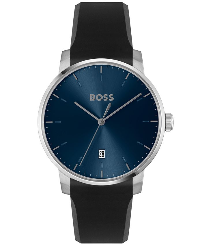 Hugo Boss Men's Dean Quartz Basic Calendar Black Silicone Watch 41mm ...