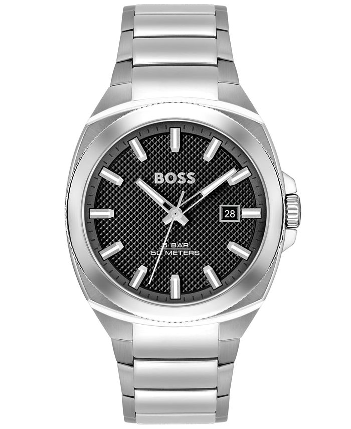 Hugo Boss Men's Walker Quartz Basic Calendar Silver-Tone Stainless ...