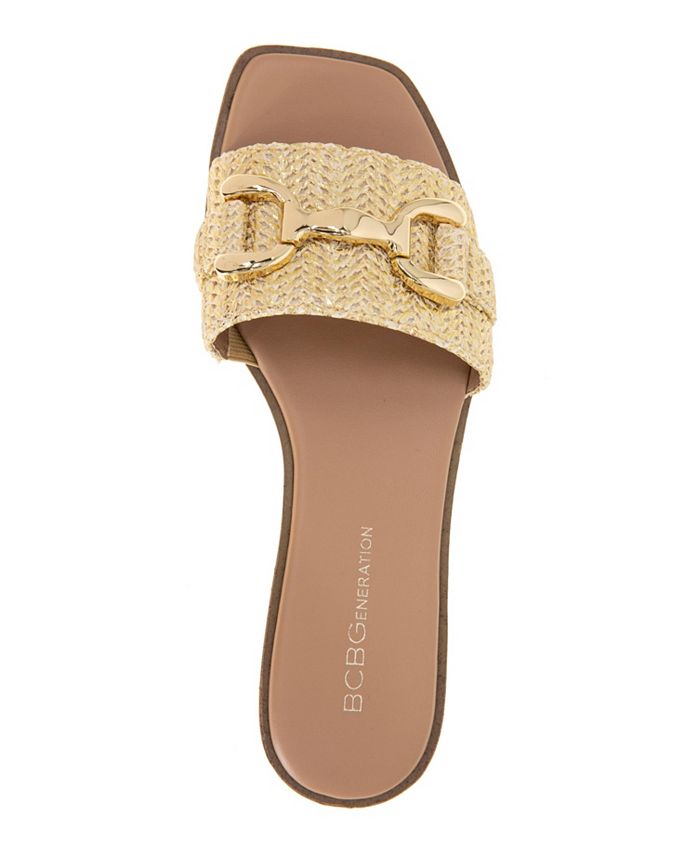 BCBGeneration Women's Lorma Raffia Slide Flat Sandals - Macy's
