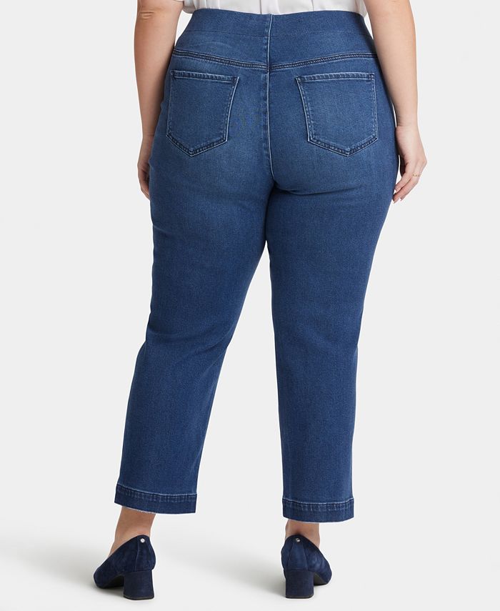 NYDJ Plus Size Bailey Relaxed Straight Ankle Pull-On Jeans - Macy's