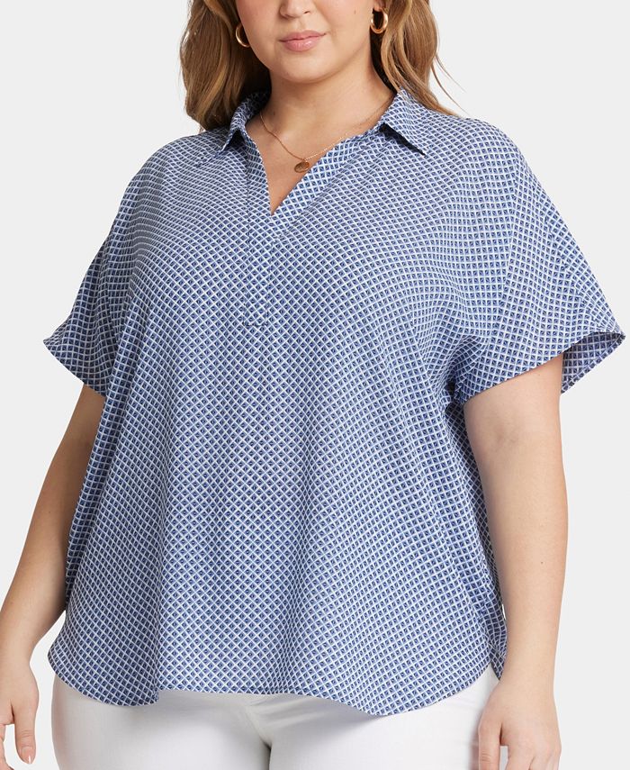 NYDJ Plus Size Becky Short Sleeved Blouse - Macy's