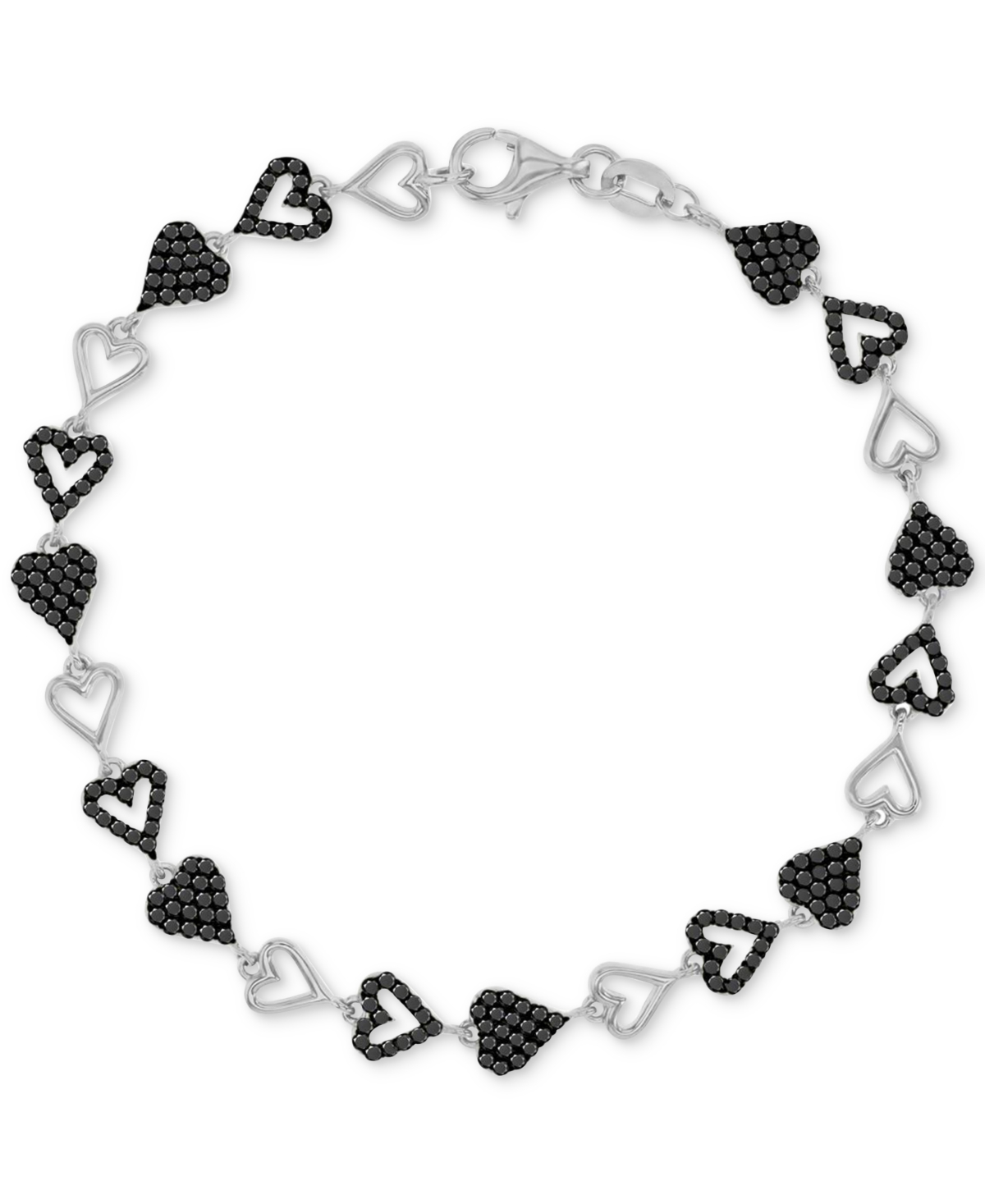 Click here for Black Spinel Open Heart Link Bracelet (1-1/2 ct. t... prices