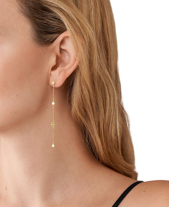 Michael Kors Gold-Tone Sterling Silver Linear Drop Earrings - Macy's