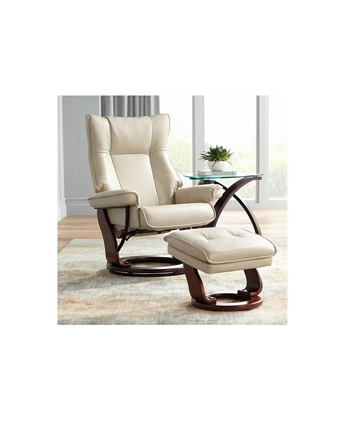 BenchMaster Morgan Stucco Swivel Faux Leather Recliner with Ottoman ...