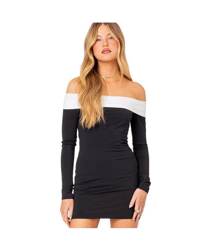 Edikted Women's Yolanda contrast fold over mini dress - Macy's