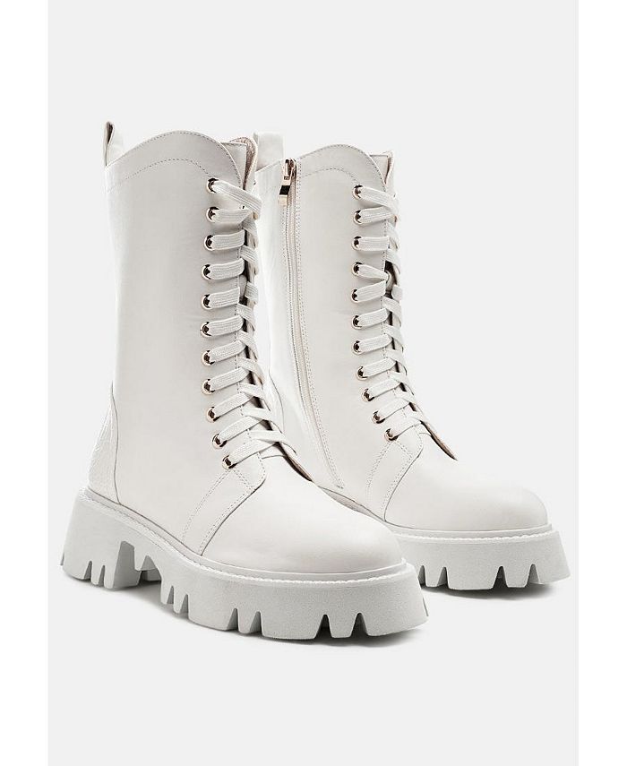 London Rag drill chunky white lace up ankle boots - Macy's