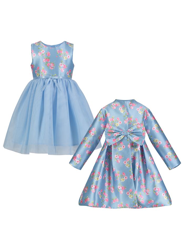Blueberi Boulevard Toddler Girls Fit-and-Flare Dress and Floral Satin ...