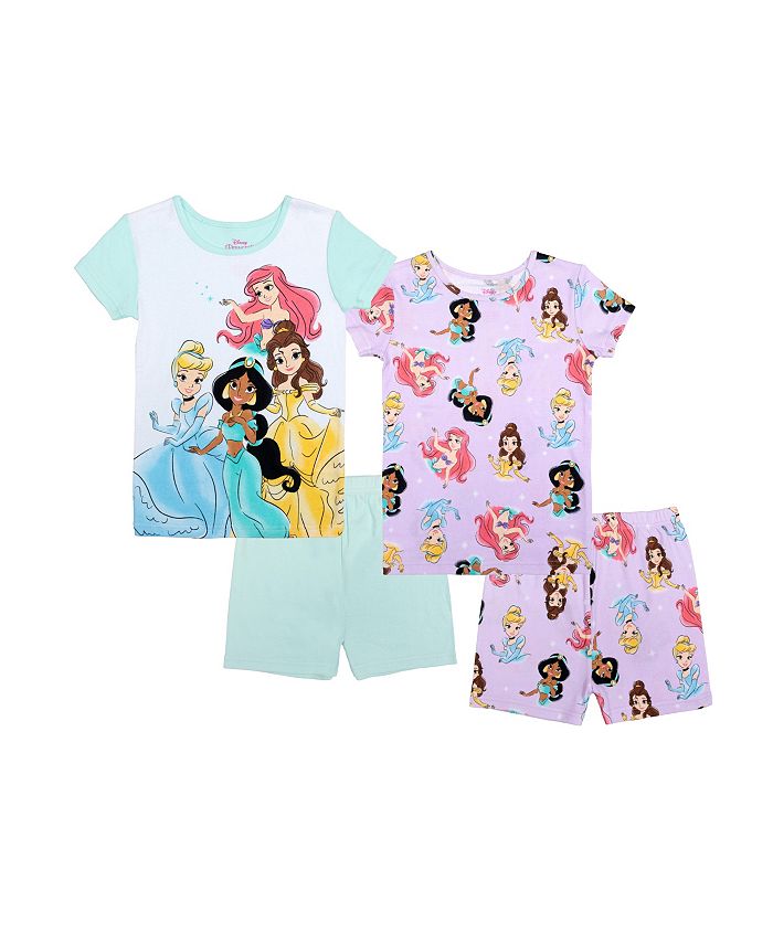 Disney Princess Little Girls Short Set Pajamas, 4-Piece - Macy's