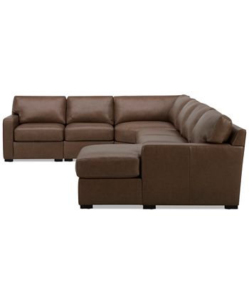 Furniture Radley 141" 6-Pc. Leather Wedge Modular Chaise Sectional ...