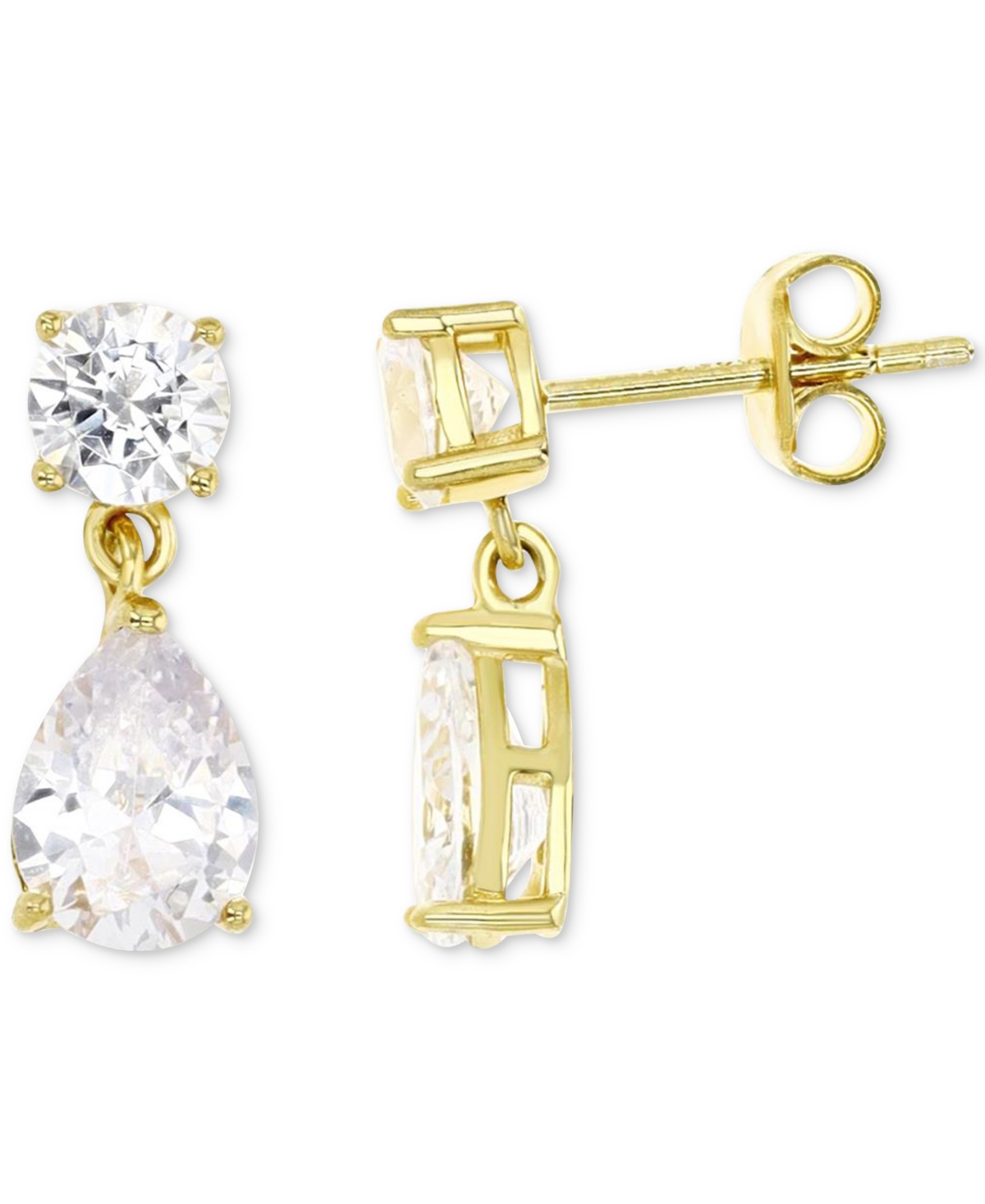 Click here for Cubic Zirconia Round & Pear Drop Earrings in 14k G... prices