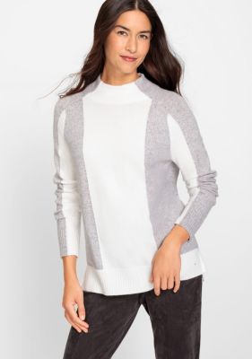 Olsen Women's Long Sleeve Colour Block Mock Neck Sweater - Macy's