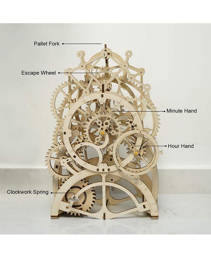 Robotime DIY 3D Wooden Puzzle Mechanical Gear Drive Pendulum Clock ...