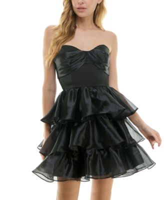 City Studios Juniors' Strapless Organza-Ruffle Mini Dress - Macy's
