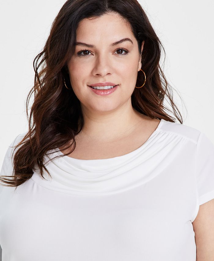 Kasper Plus Size Cowl Neck Cap Sleeve Top Macys