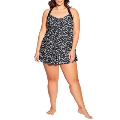 AVENUE Plus Size Halter Back Swim Dress - Macy's