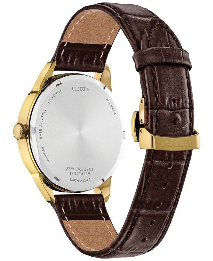 Citizen Eco-Drive Men's Rolan Brown Leather Strap Watch 40mm - Macy's