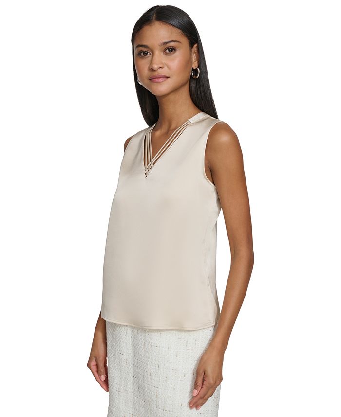 Karl Lagerfeld Women's Strappy-Neck Sleeveless Top - Macy's