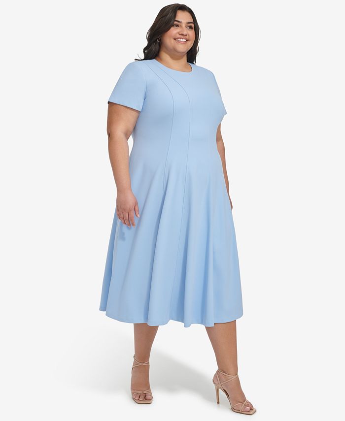 Calvin Klein Plus Size Seamed Fit & Flare Dress - Macy's