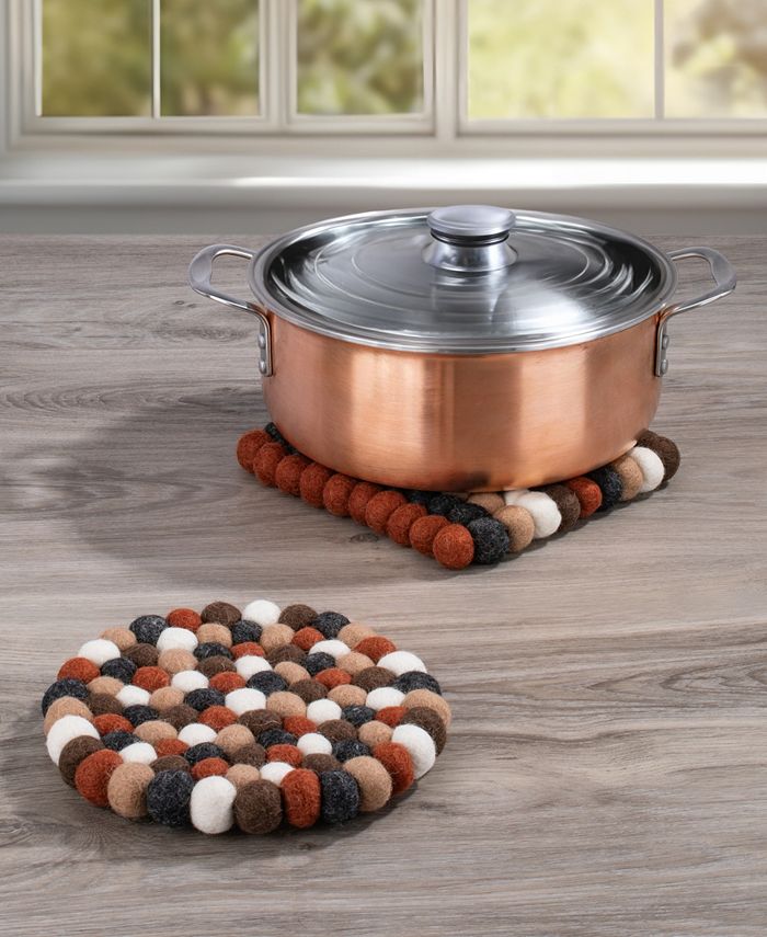Thirstystone Felted Pom Pom Trivets, Set of 2 - Macy's