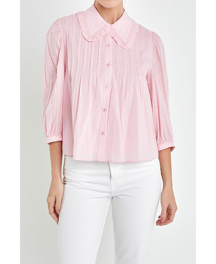 English Factory Women's Ruffled Collar Blouse - Macy's