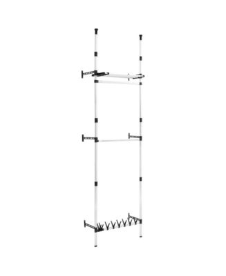 vidaXL Telescopic Wardrobe System with Rods and Shelf Aluminum - Macy's