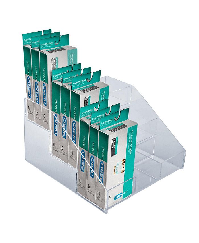 Azar Displays Three-Tier Shelf, 9 Compartment Counter Step Display, 12 ...