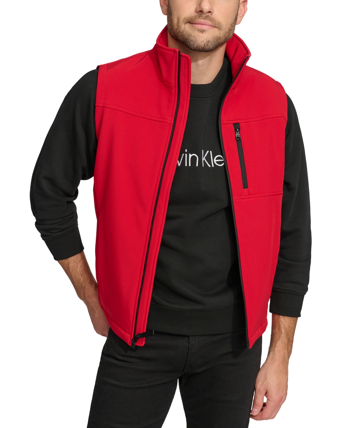 Calvin Klein Mens Infinite Stretch Soft Shell Vest - Red