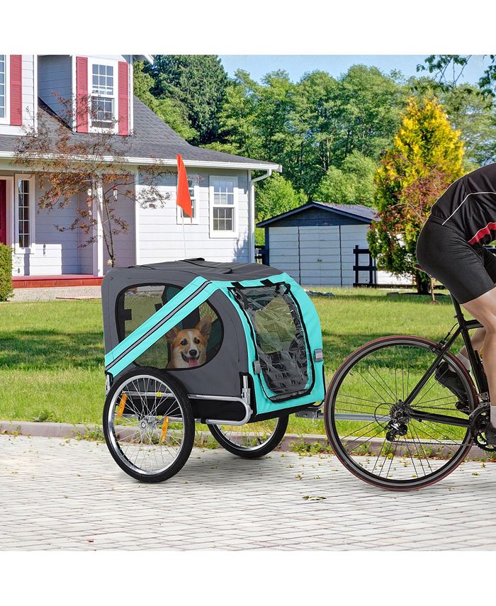 Aosom Dog Bike Trailer with 3 Entrances Large Wheels, Green - Macy's