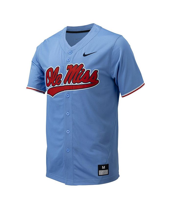 Nike Men's Powder Blue Ole Miss Rebels Replica Full-Button Baseball ...