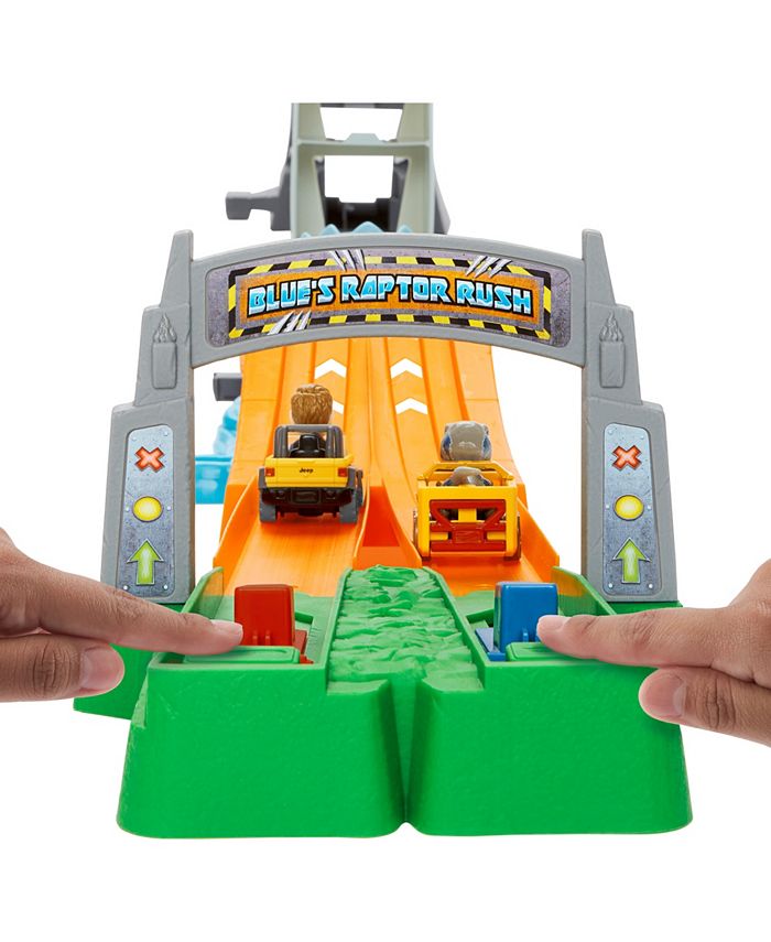 Hot Wheels RacerVerse Jurassic World Blue's Raptor Rush Track Set with ...
