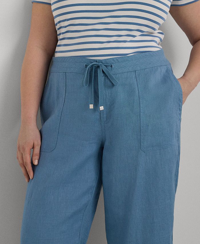 Lauren Ralph Lauren Plus Size Linen Drawstring Pants - Macy's