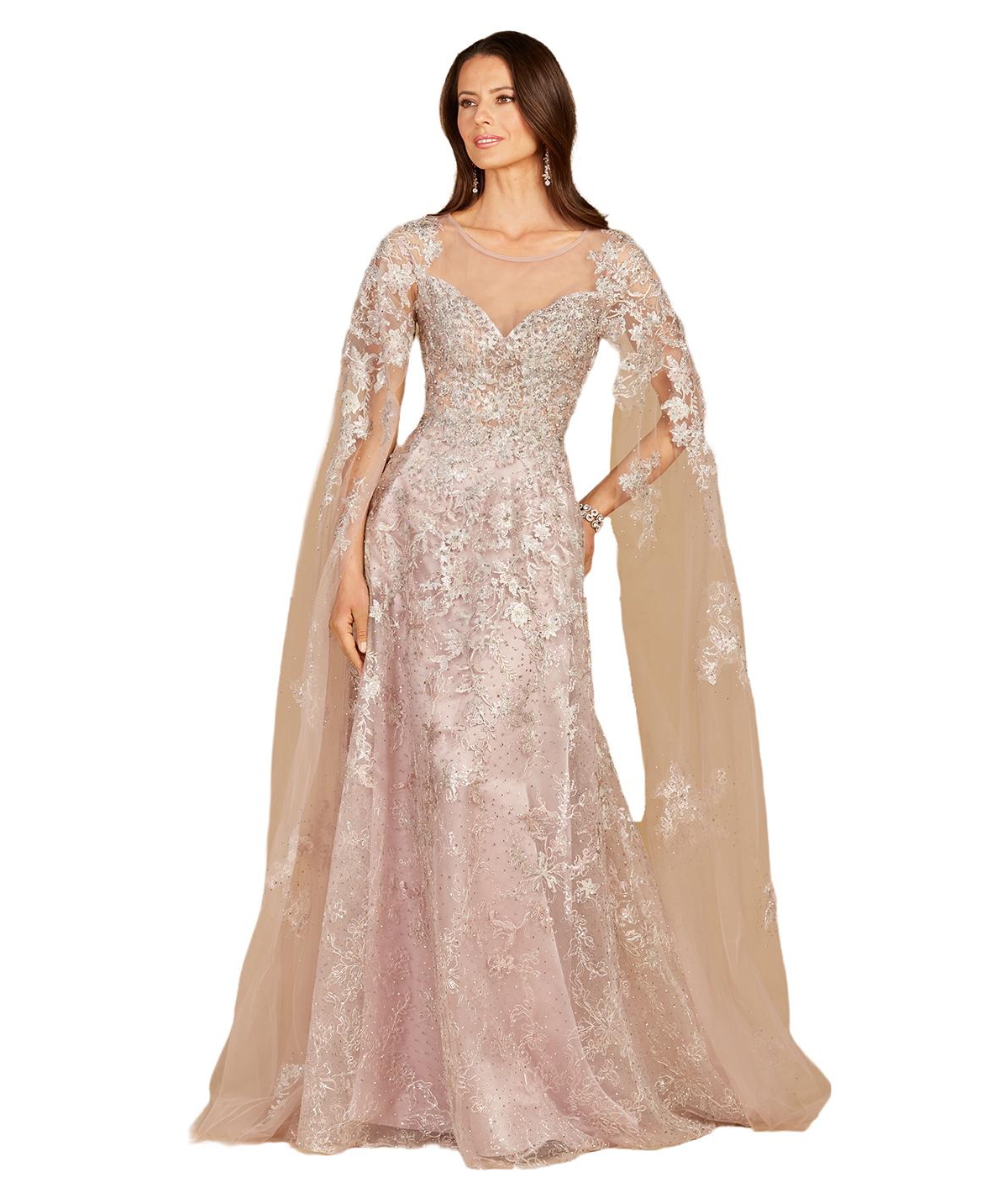 Click here for Lara Womens Long Bell Sleeve Boat-Neck Beaded Gown... prices