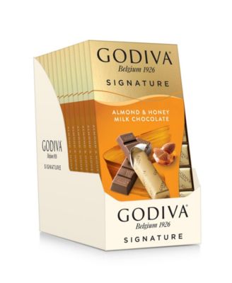 Godiva Signature Almond and Honey Milk Chocolate Mini Bars, Set of 12 ...