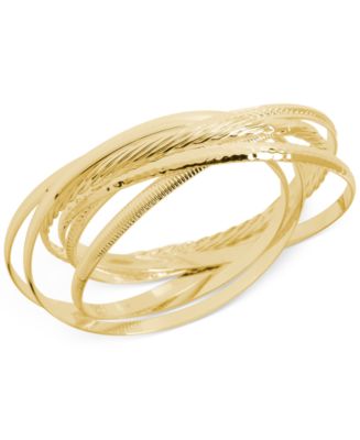 Hint of Gold Textured Bangle Bracelet Set in 14k Gold-Plated Brass - Macy's