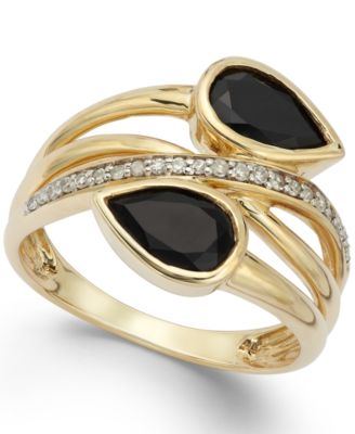 Onyx 1 3 8 ct. t.w. and Diamond 1 10 ct. t.w. Ring in 14k Gold