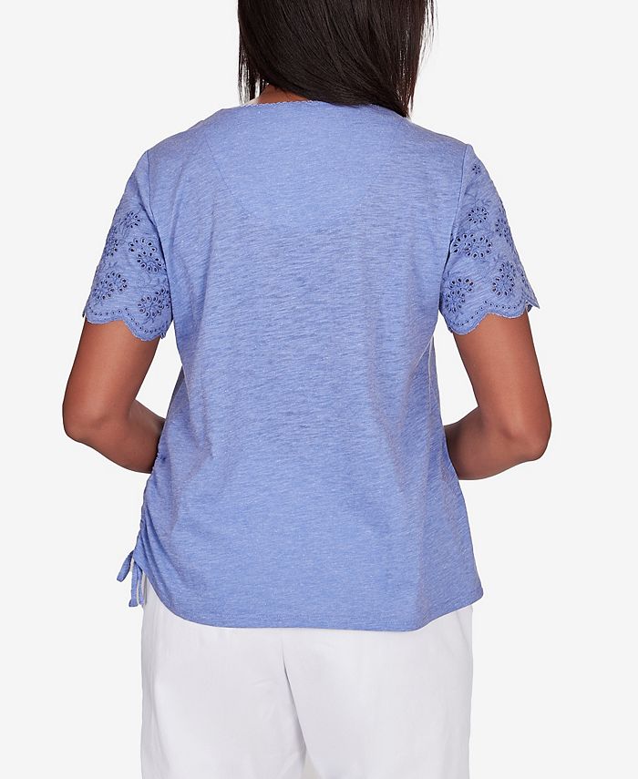 Alfred Dunner Women's Summer Breeze Solid Top with Necklace and Side ...