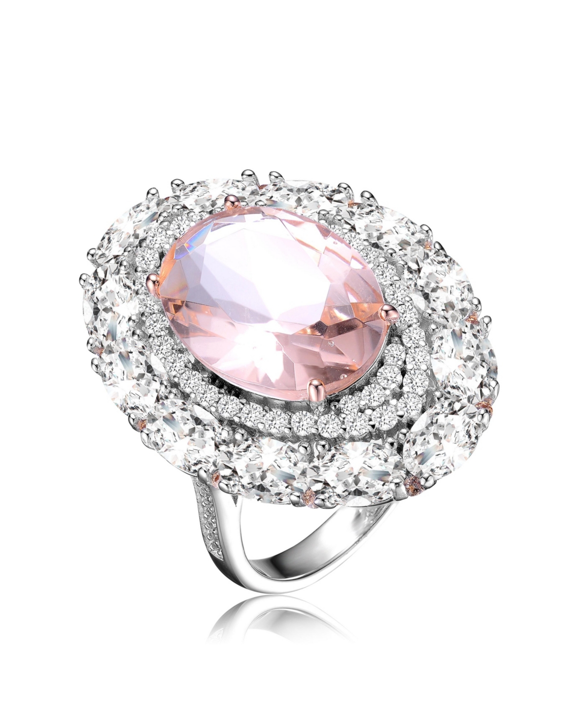 Click here for Sterling Silver with White Gold Plated Pink Oval w... prices