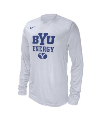 Men's Nike White Byu Cougars 2024 On Court Bench Long Sleeve T-Shirt ...