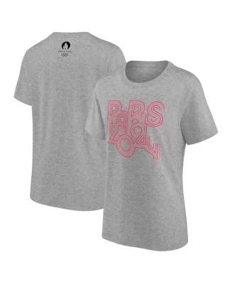 Women's Fanatics Heather Gray Paris 2024 Summer Olympics Bold Overlay T ...