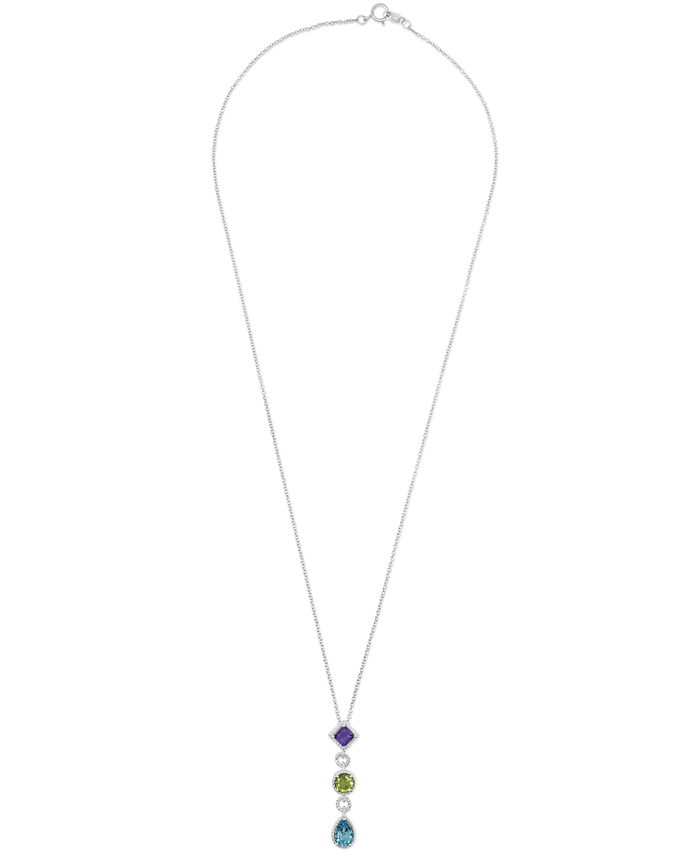 Macy's Multi-Gemstone (1 ct. t.w.) 18" Lariat Necklace in Sterling ...
