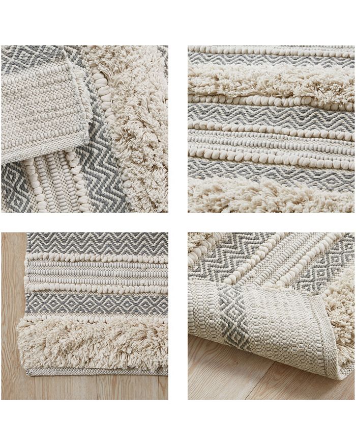 INK+IVY Asher Woven Texture Stripe Bath Rug, 22" X 58" - Macy's