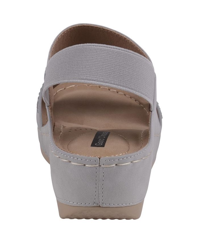 GC Shoes Women's Tammy Embellished Elastic Double Band Wedge Sandals ...