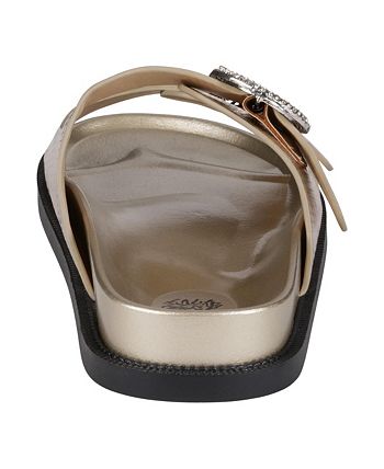 GC Shoes Women's Jordyn Double Band Embellished Slide Footbed Sandals ...