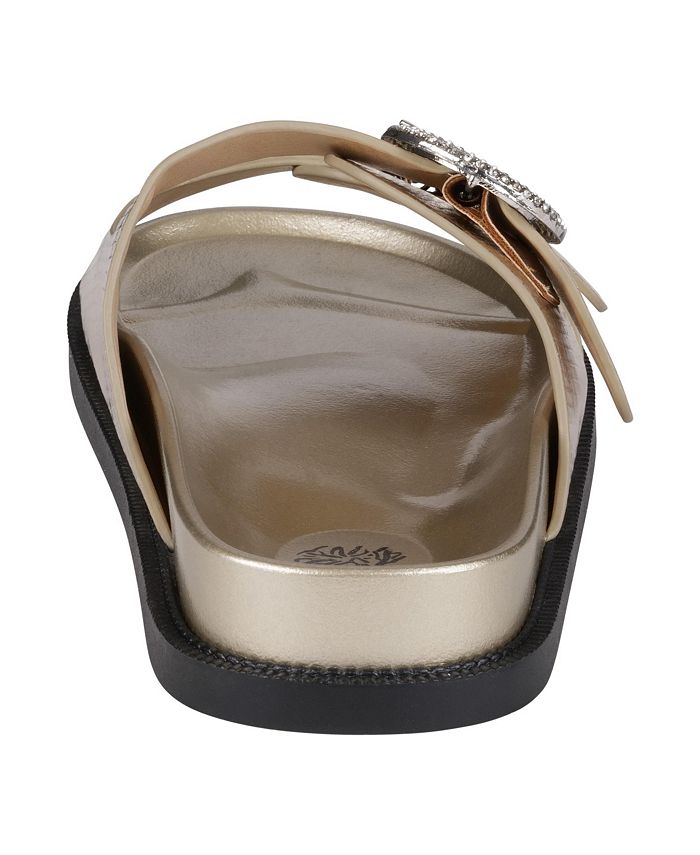 GC Shoes Women's Jordyn Double Band Embellished Slide Footbed Sandals ...
