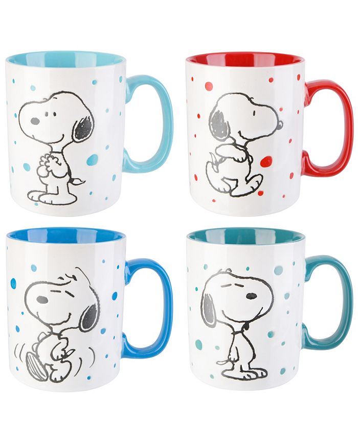 Peanuts 4 Pack 15 OZ Mugs - Macy's