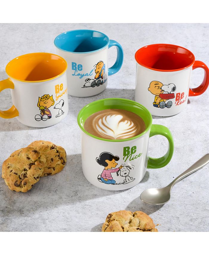 Peanuts Be Happy 4 Pack 21 OZ Mugs - Macy's