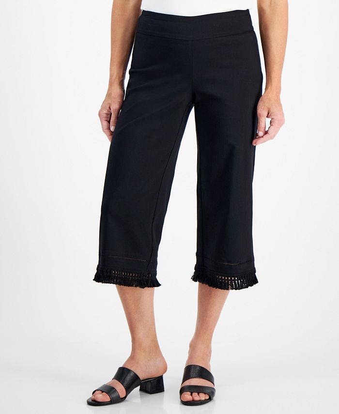 JM Collection Petite Fringe-Trim Capri Pants, Created for Macy's - Macy's