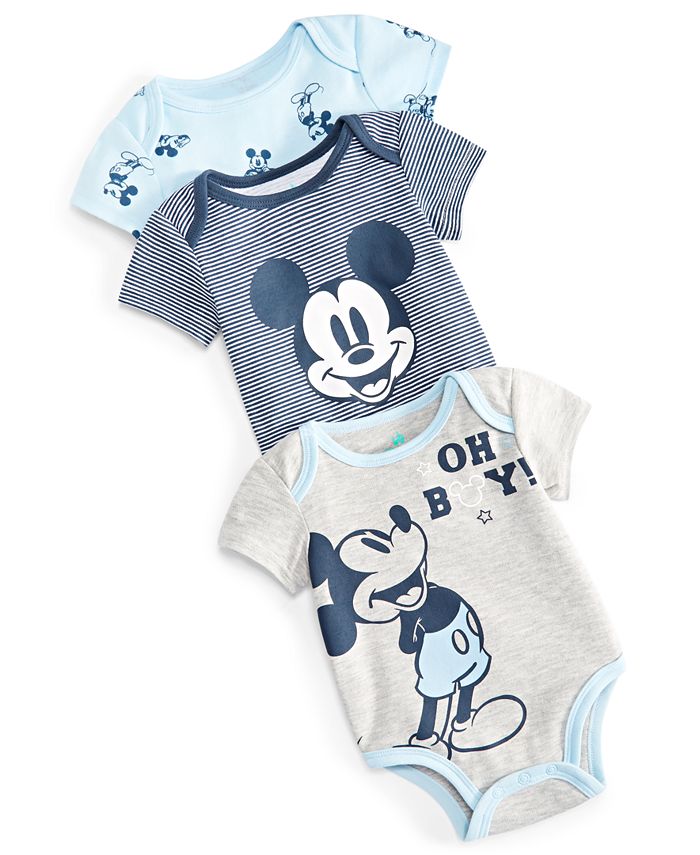 Disney Baby Boys Mickey Mouse Bodysuits, Pack of 3 - Macy's
